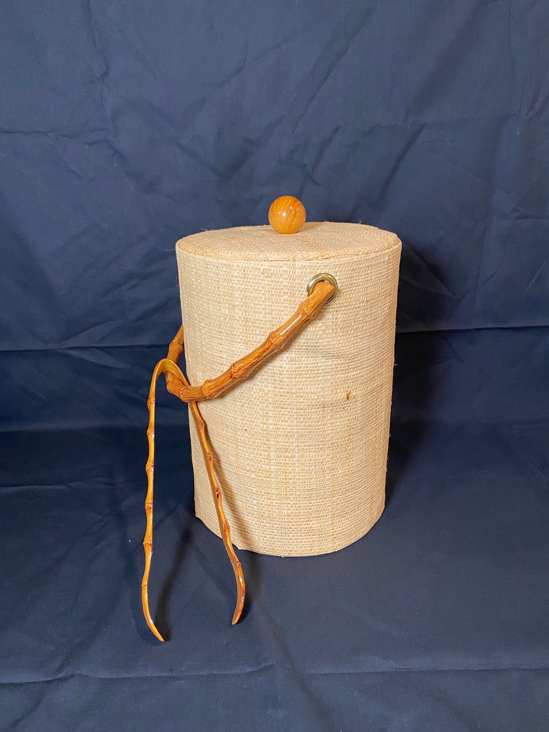 Grasscloth Bamboo Ice Bucket With Matching Tongs - Etsy