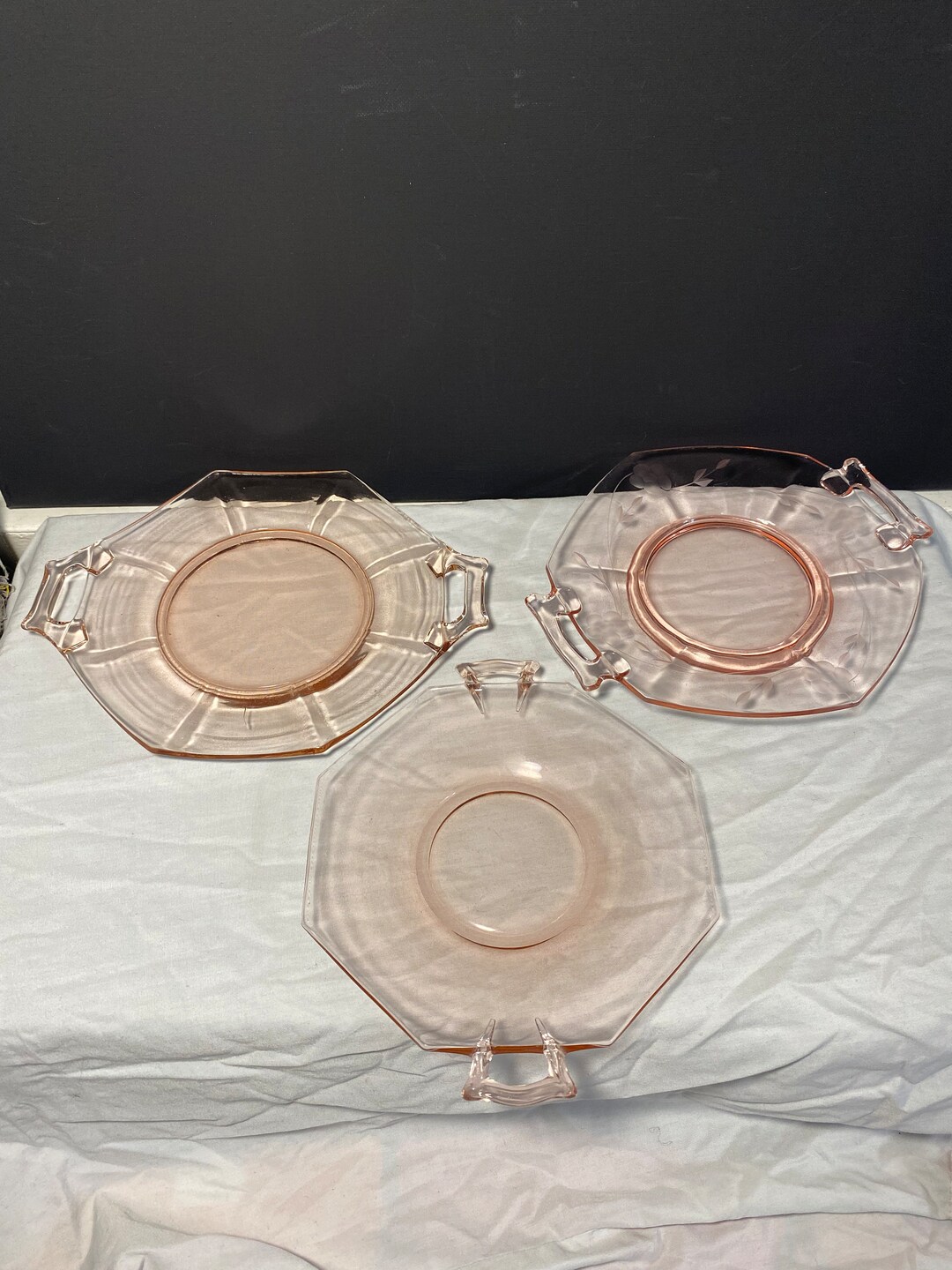 Vintage Pink Depression Glass Plates - Etsy