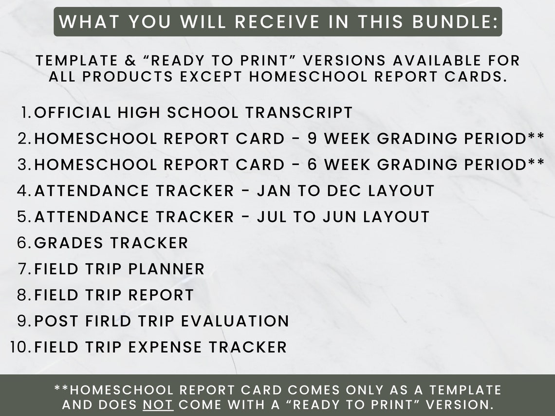 High School Transcript Template, Homeschool Report Card, Homeschool ...