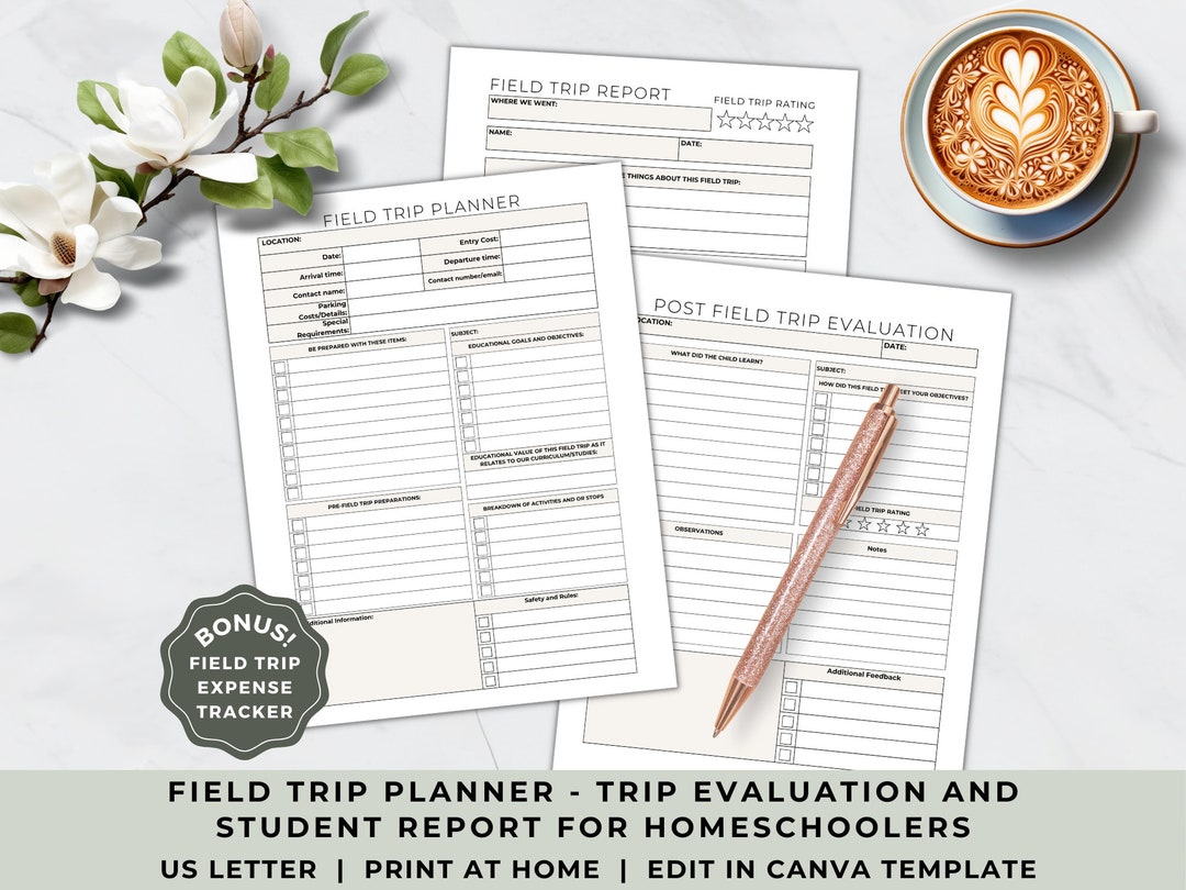 Field Trip Planner, Post Trip Evaluation, Student Report, Field Trip ...