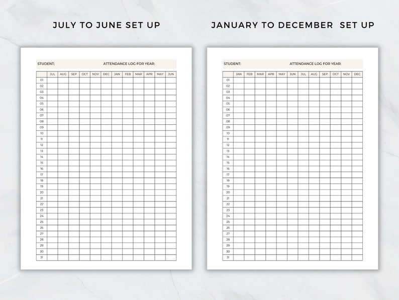 Homeschool Attendance Record Tracker, Attendance Tracker for Student ...
