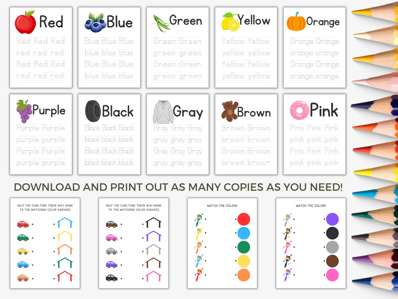 Learning Colors Worksheets Worksheets for Kindergarten Pre K - Etsy
