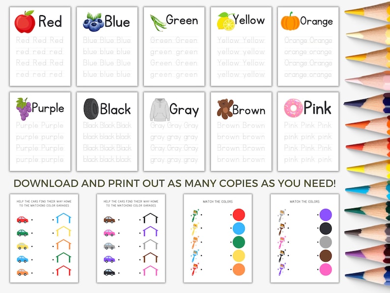 Learning Colors Worksheets Worksheets for Kindergarten Pre K - Etsy