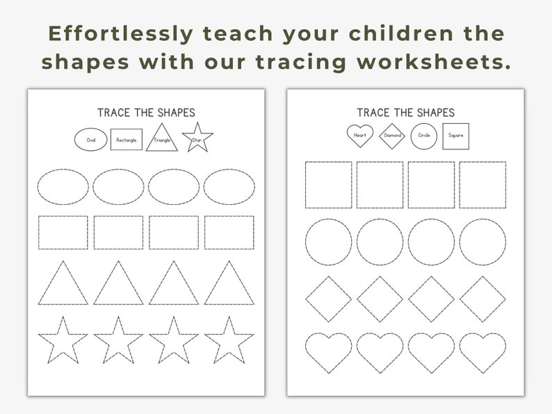 Shapes Tracing Sheets, Tracing Worksheets for Kindergarten, Pre K ...