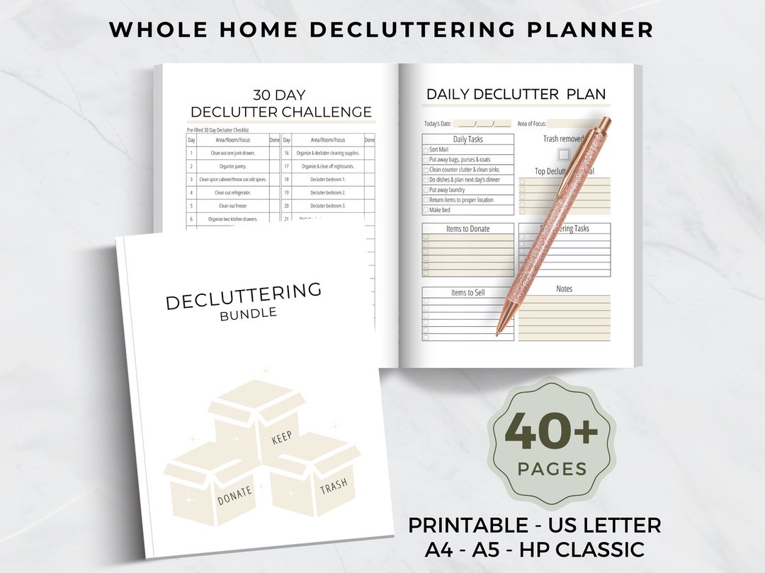 Declutter Planner 30 Day Declutter Challenge Printable - Etsy