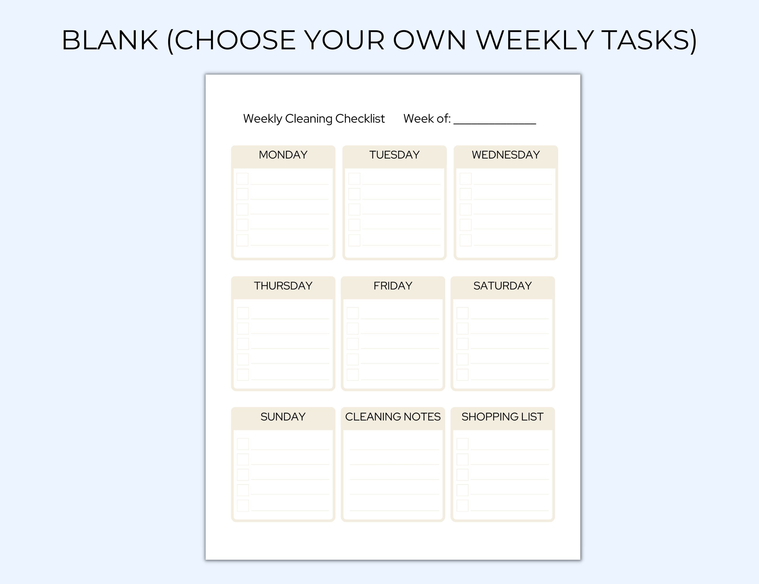 Weekly Cleaning Checklist, Weekly Cleaning Routine, Printable Cleaning ...