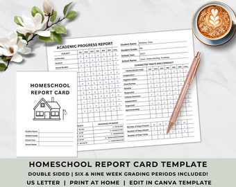 Homeschool Report Card, Printable Report Card, Editable Report Card ...