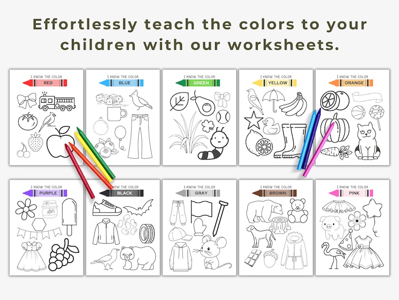 Learning Colors Worksheets Worksheets for Kindergarten Pre K - Etsy