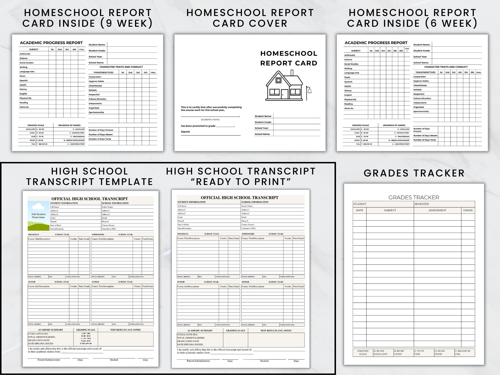 High School Transcript Template, Homeschool Report Card, Homeschool ...