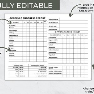 Homeschool Report Card, Printable Report Card, Editable Homeschool ...