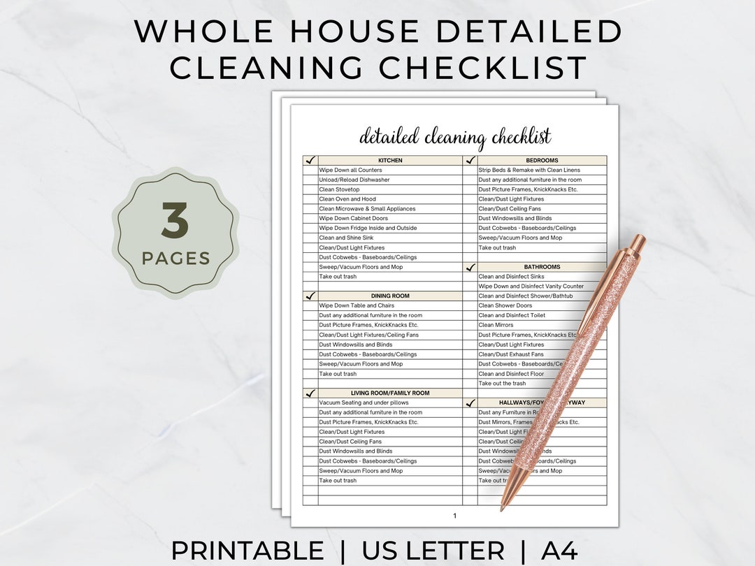 Cleaning Checklist, Cleaning Checklist Printable, Deep Cleaning, Spring ...