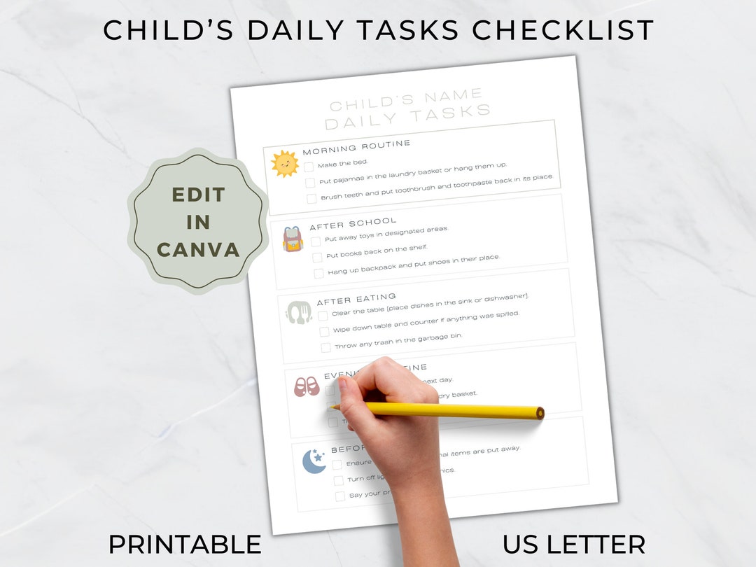 Childrens Daily Routine, Childrens Routine Chart, Kids Chores Chart ...