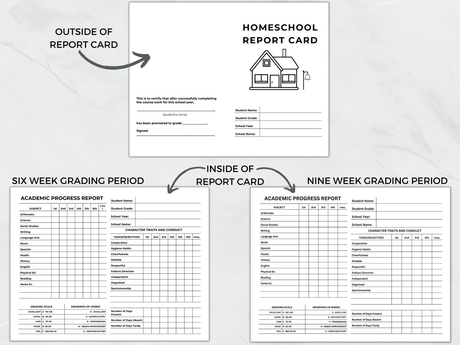 Homeschool Report Card, Printable Report Card, Editable Homeschool ...