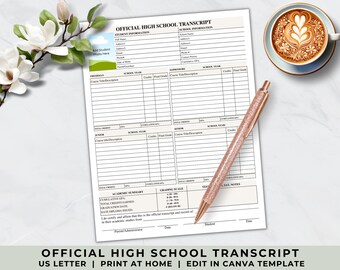 High School Transcript Template, Editable Official Homeschool ...