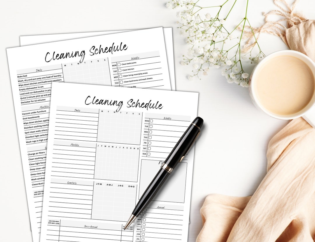 Editable Cleaning Schedule, Minimalist Cleaning Planner, Cleaning ...