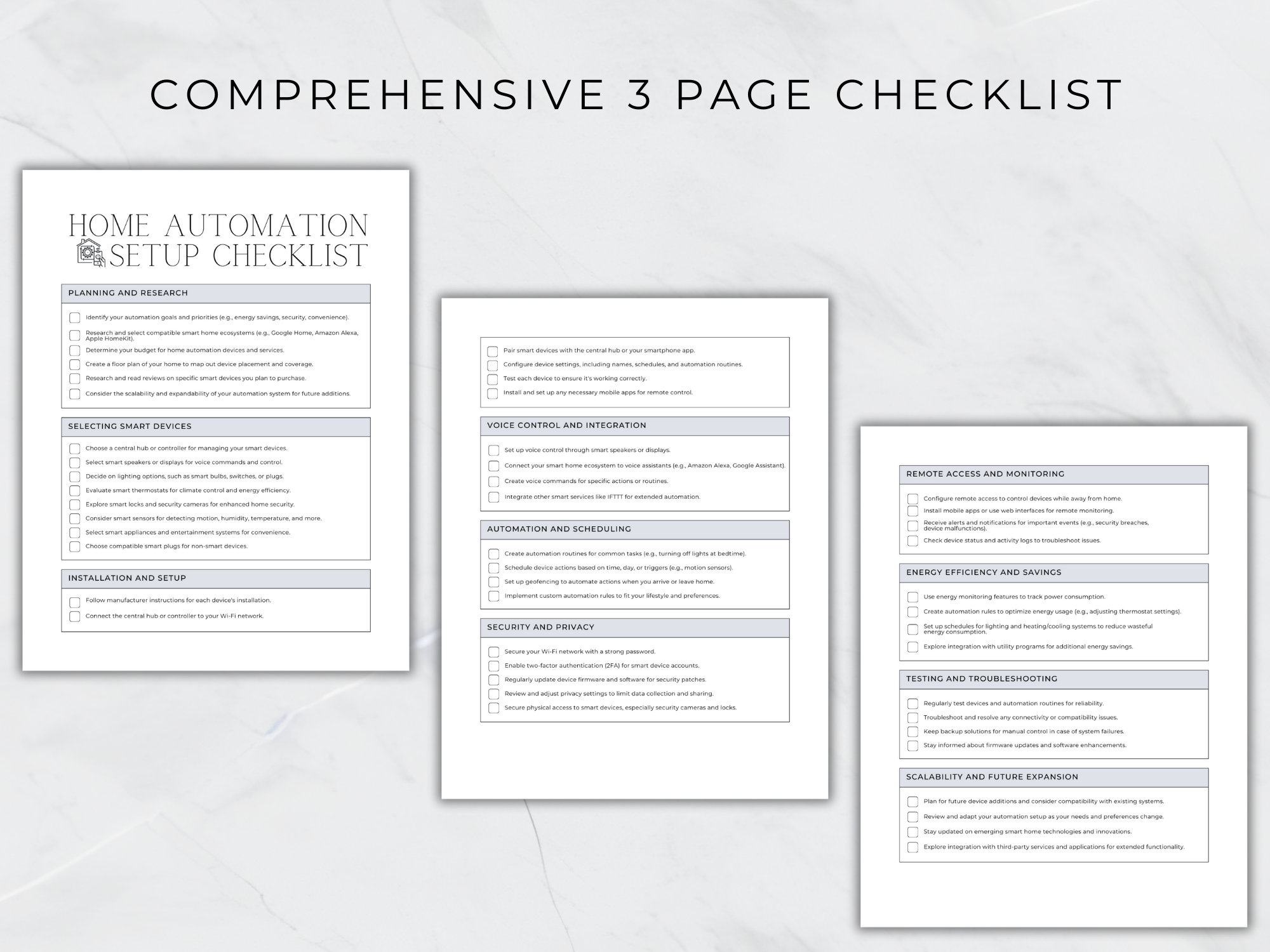 Home Automation Setup Checklist, Smart Home Setup Checklist, Whole Home ...