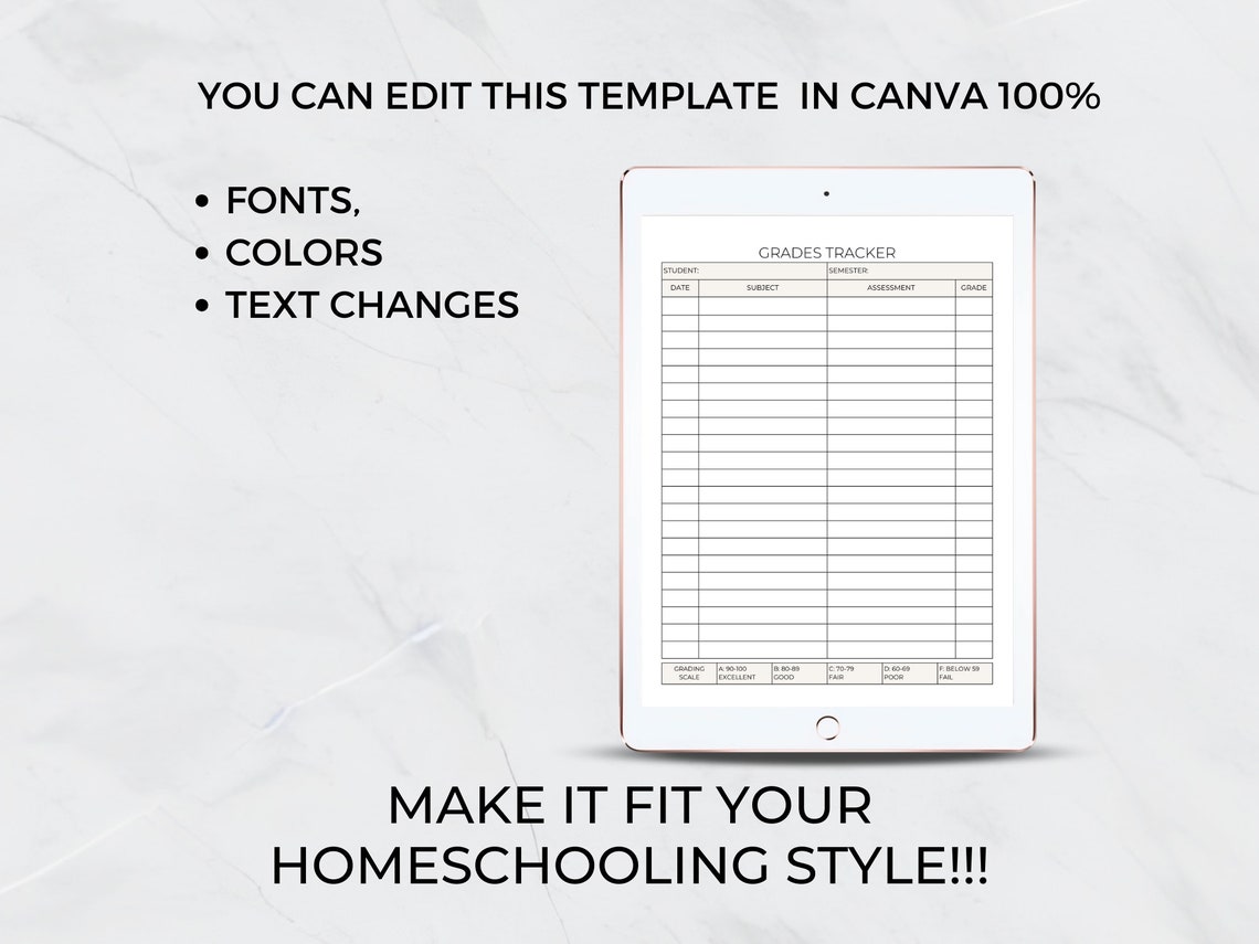 Homeschool Grade Tracker, Grading Scale, Grade Book, Student Grade ...