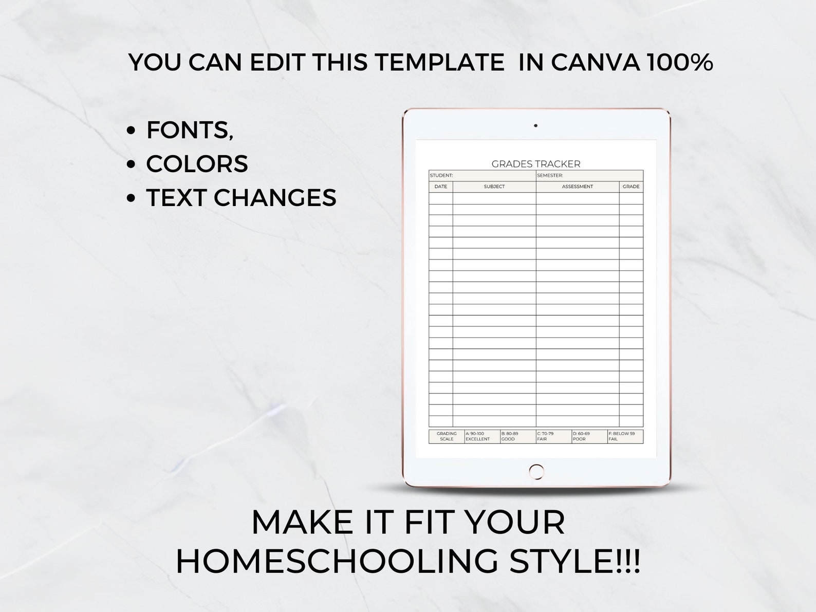 Homeschool Grade Tracker, Grading Scale, Grade Book, Student Grade ...