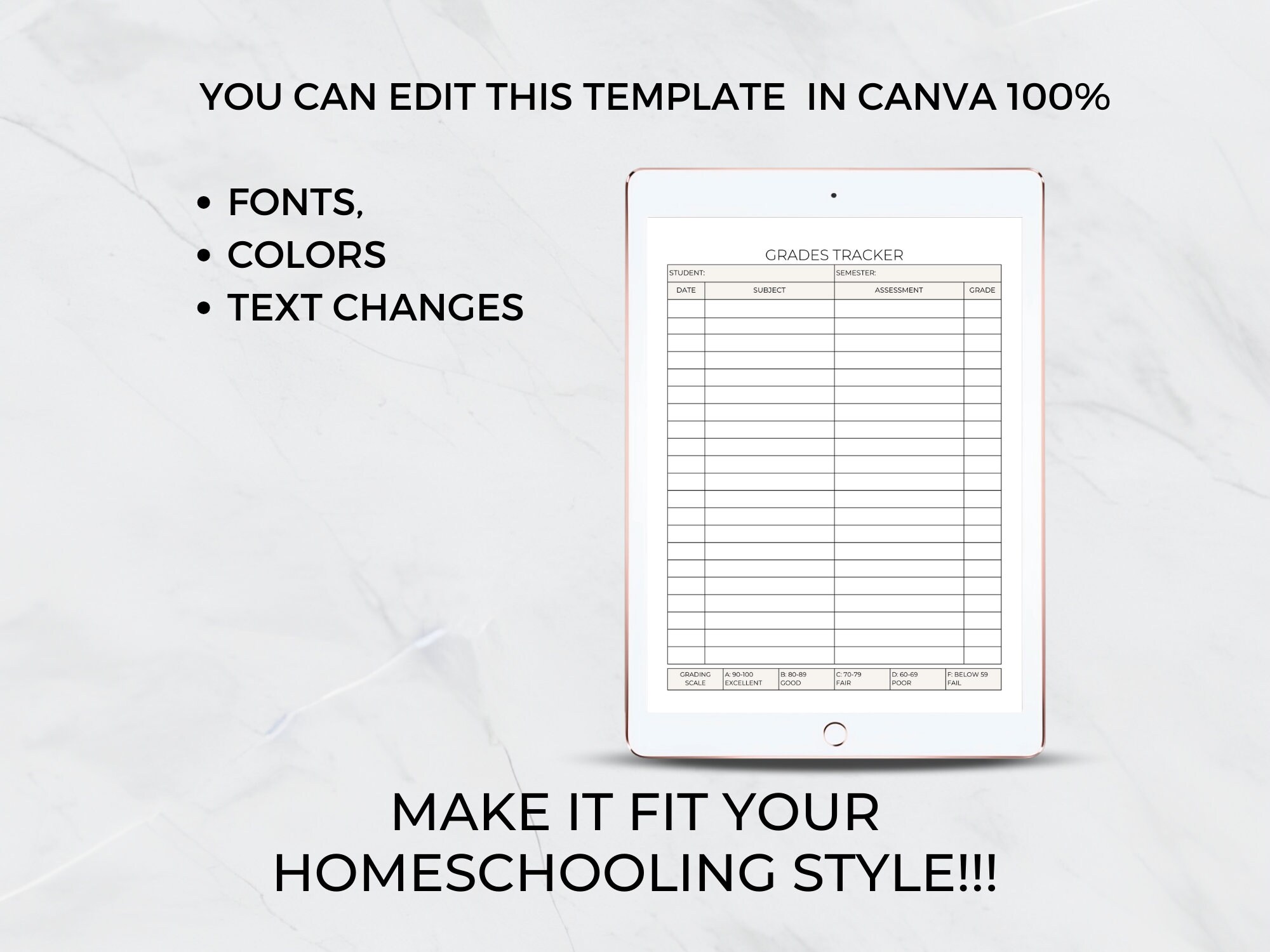 Homeschool Grade Tracker, Grading Scale, Grade Book, Student Grade ...