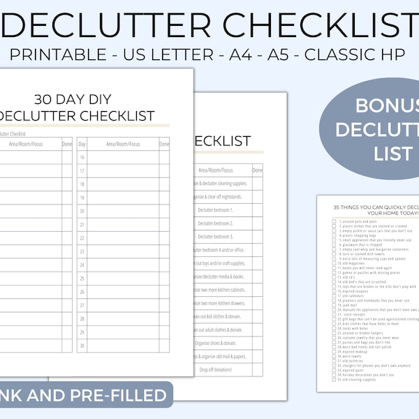 Declutter Checklist - Etsy