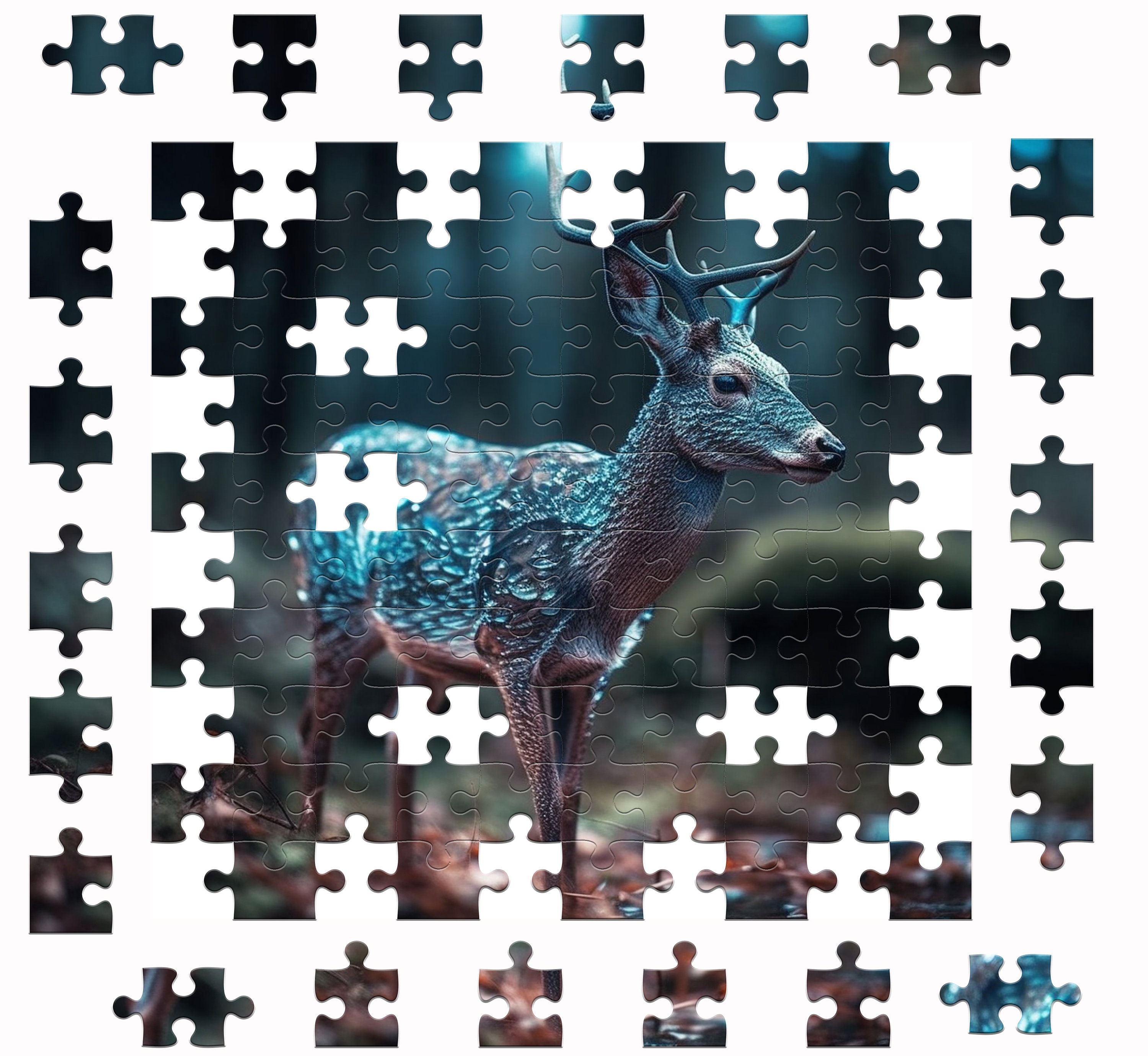 Wooden Deer Puzzle Wooden Jigsaw Puzzle Magical Deer Handmade Puzzle ...