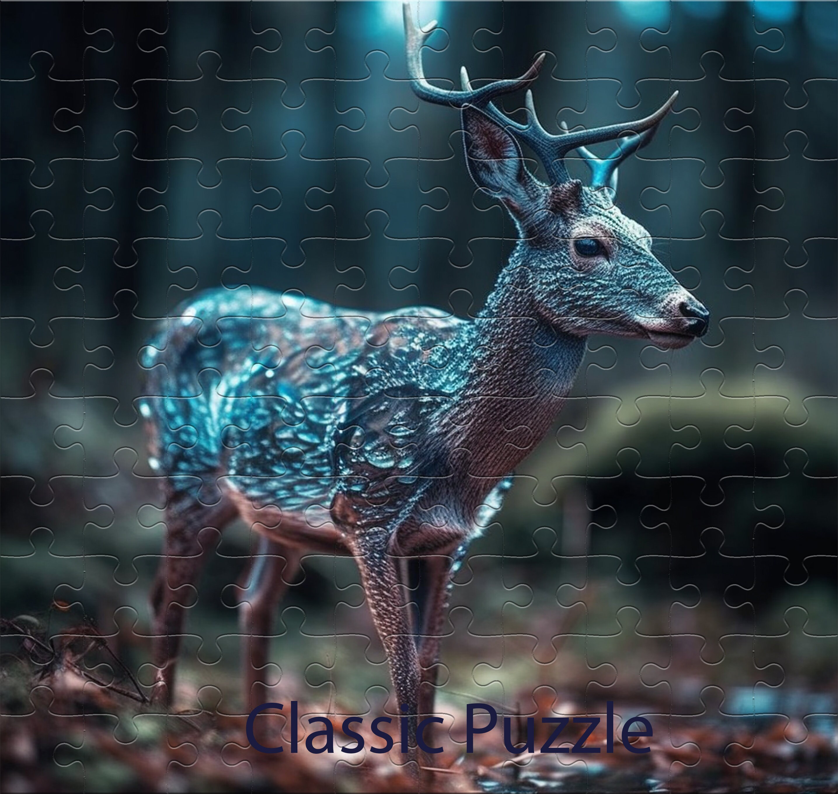 Wooden Deer Puzzle Wooden Jigsaw Puzzle Magical Deer Handmade Puzzle ...