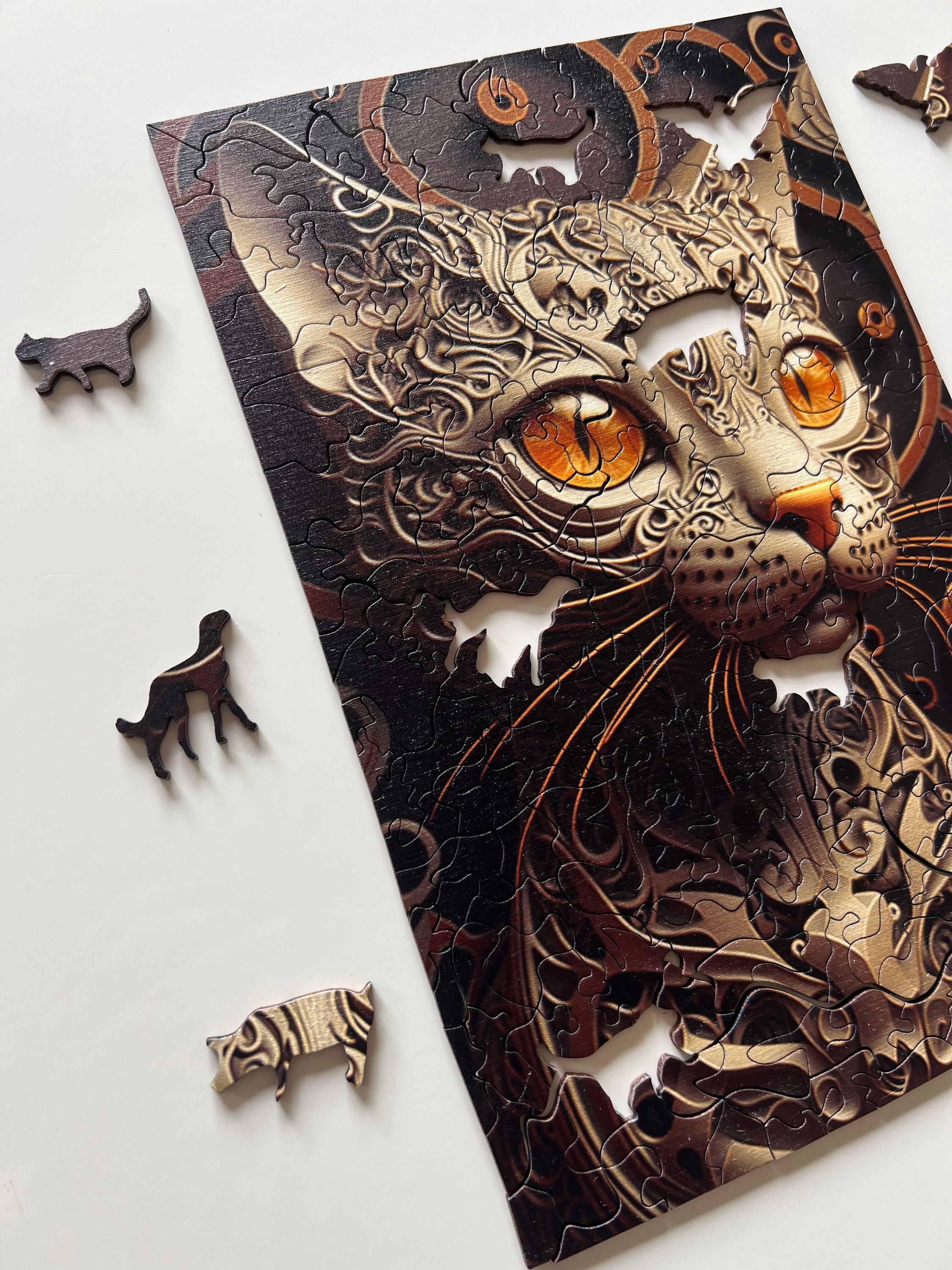 Wooden Cat Puzzle Wooden Jigsaw Puzzle Custom Puzzle Handmade Puzzle ...