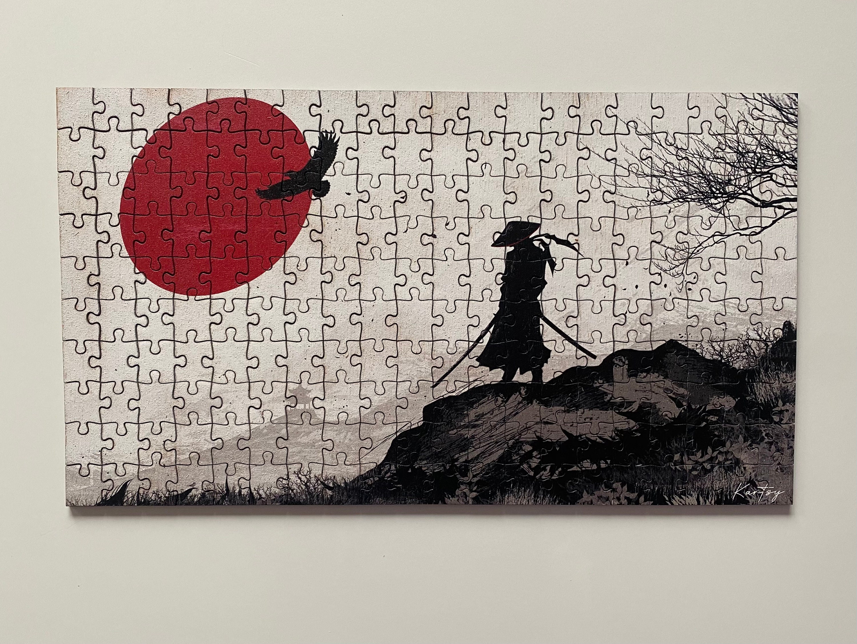 Wooden Samurai Puzzle Wooden Jigsaw Puzzle Custom Puzzle Handmade ...