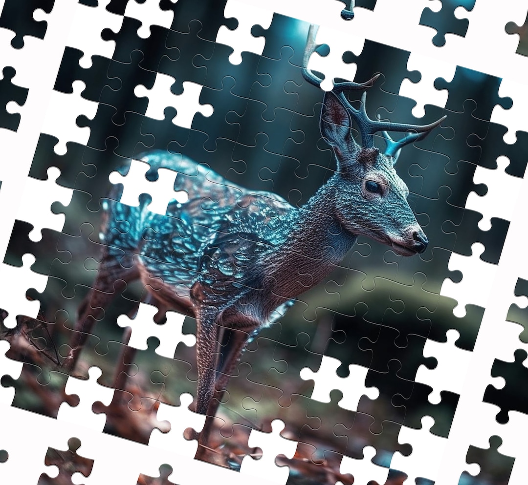 Wooden Deer Puzzle Wooden Jigsaw Puzzle Magical Deer Handmade Puzzle ...