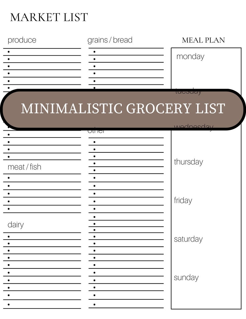 Simple/minimalistic Grocery List - Etsy