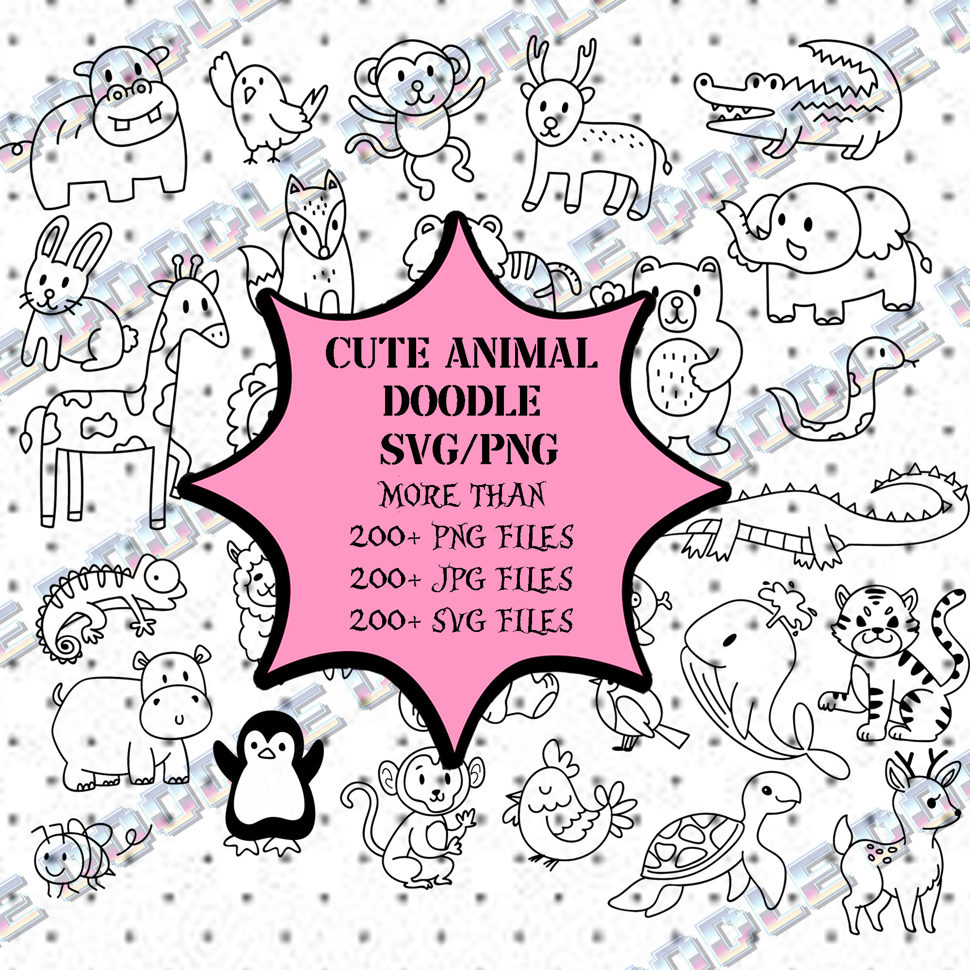 200 Animal Doodle Svg Bundle | Animal Svg | Doodle Svg | Safari Animal ...