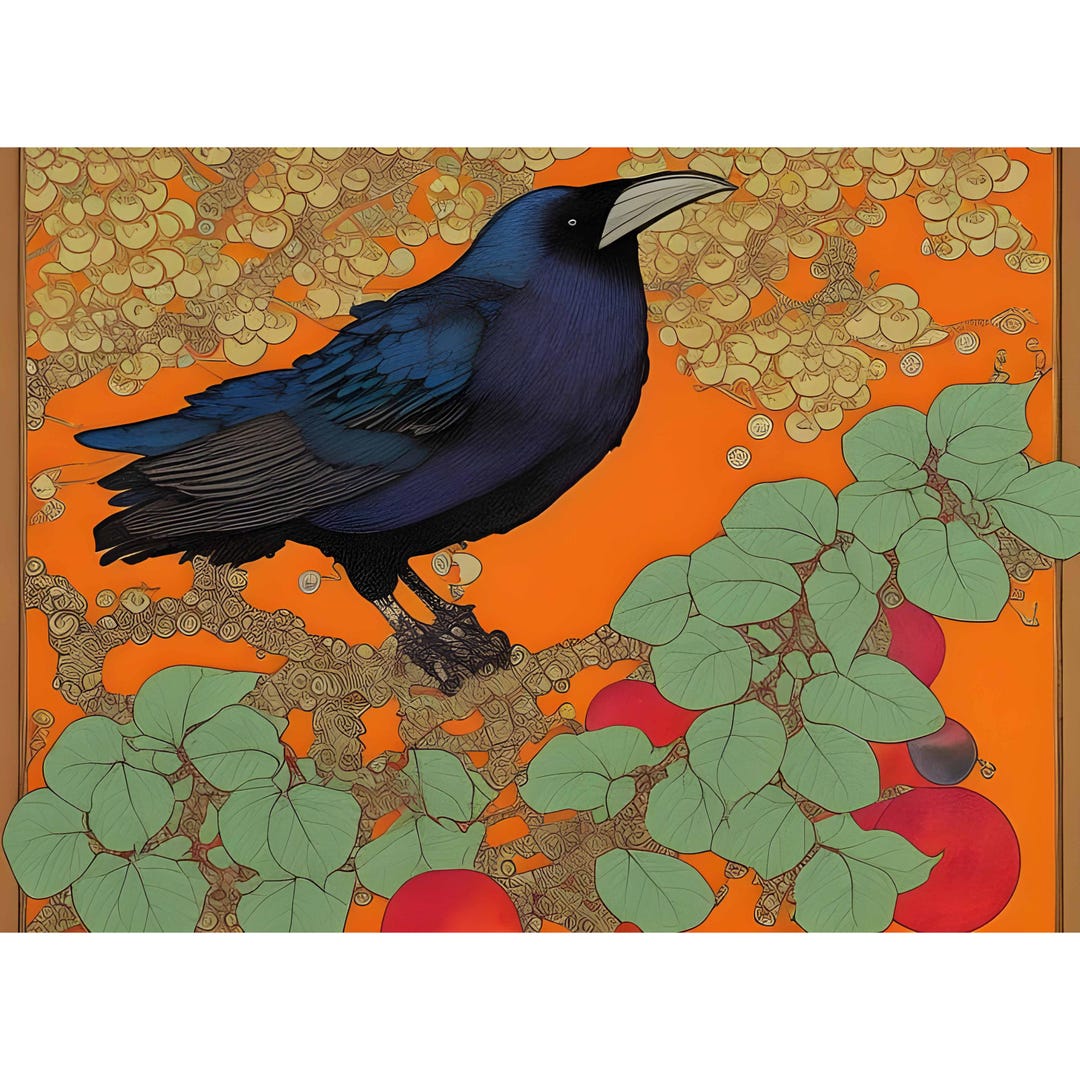 Raven in a Persimmon Tree - Etsy