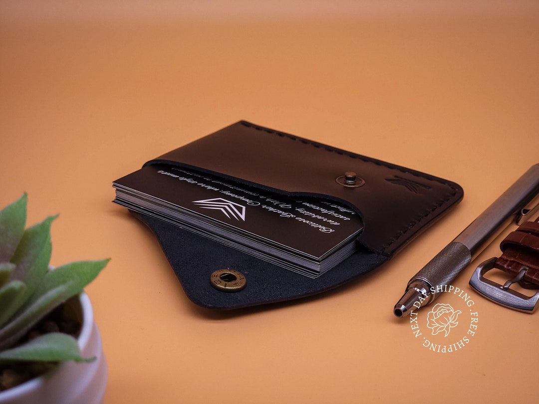 Personalized Compact Leather Snap Card Wallet, Ultra Thin Slim Fold ...