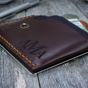 Personalized Front Pocket Wallet, Handmade Button Wallet, Minimalist ...