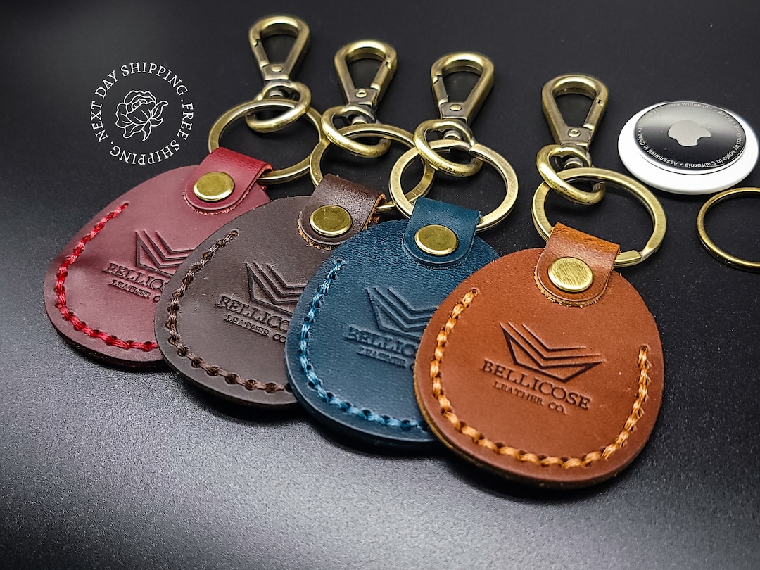 Personalized Leather AirTag Holder, Custom AirTag Case, Leather ...