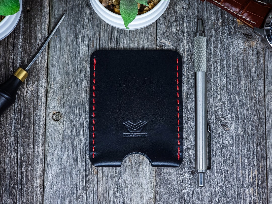 Slim Leather Sleeve Wallet, Minimalist Leather Card Holder, Full Grain ...