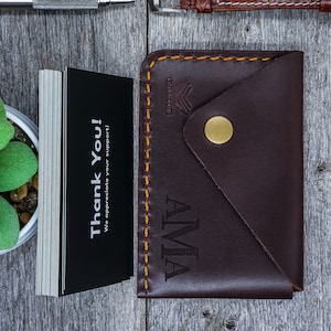 Business Card Holder, Personalized Leather Business Card Case, Custom ...