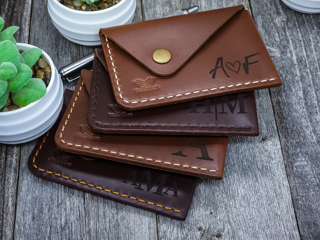Personalized Snap Button Wallet, Premium Leather Card Holder With Snap ...