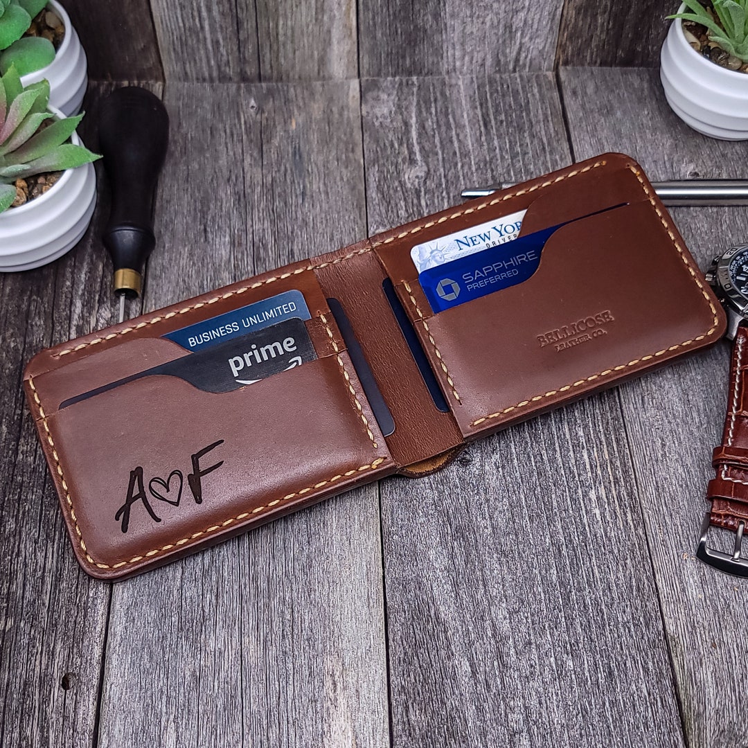 Personalized Leather Wallet, Handmade Leather Wallet, Engraved Genuine ...
