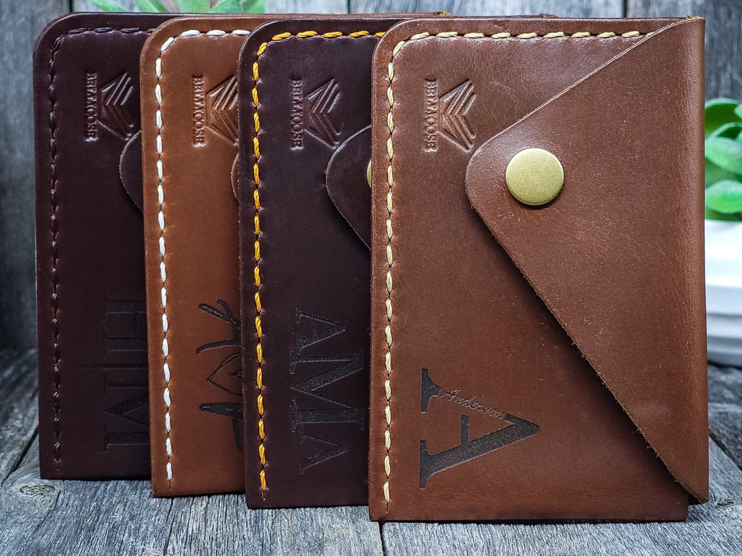 Personalized Front Pocket Wallet, Handmade Button Wallet, Minimalist ...