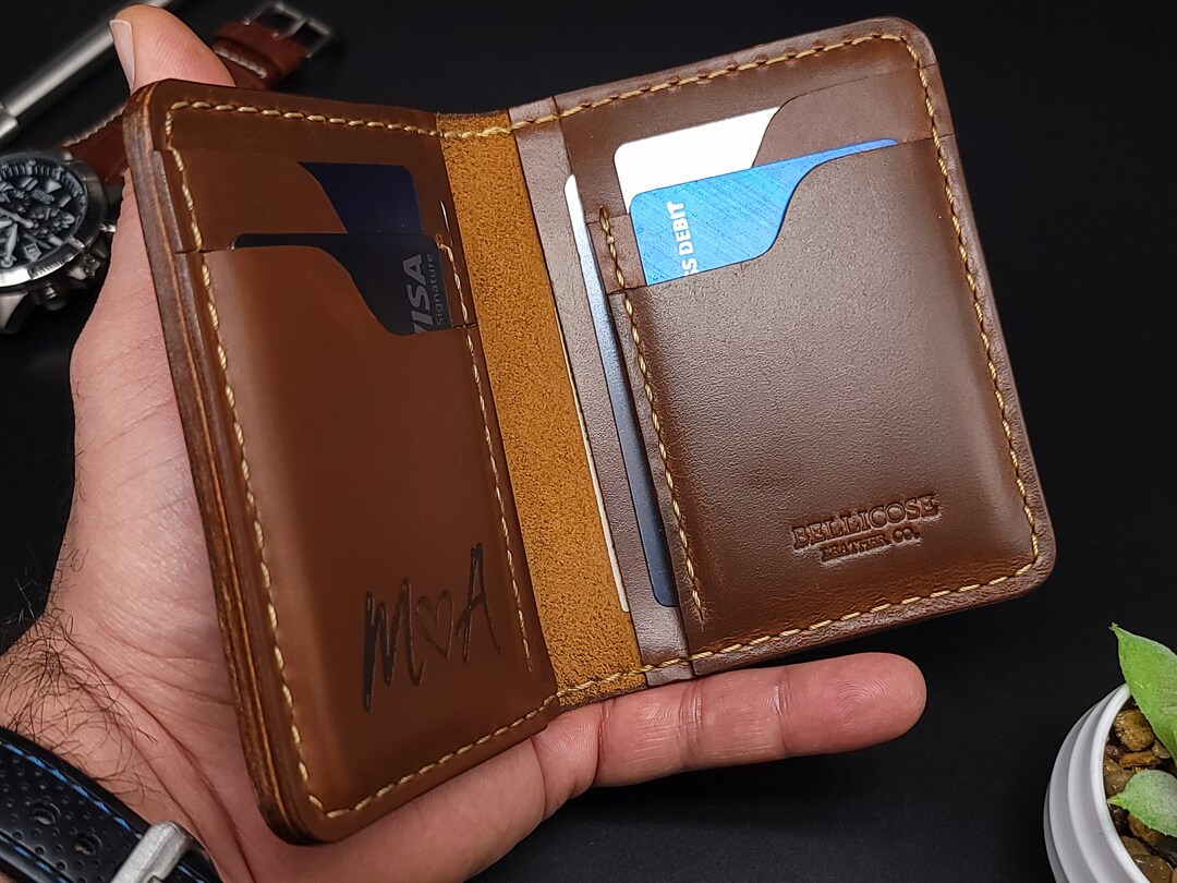 Personalized Men's Full Grain Leather Wallet, Classic Bifold Wallet for ...