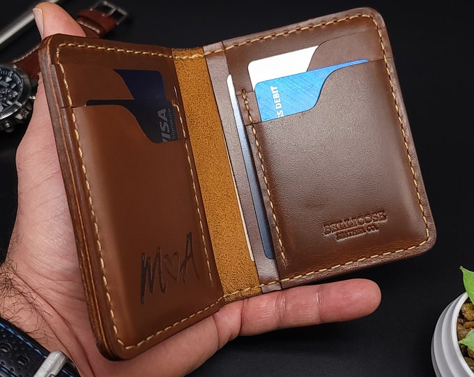 Personalized Men's Full Grain Leather Wallet, Classic Bifold Wallet for ...