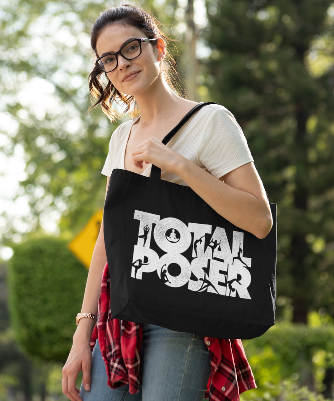 TOTAL POSER Tote Bag With Yoga Poses, Funny Yoga Gift, Gift for Yoga ...