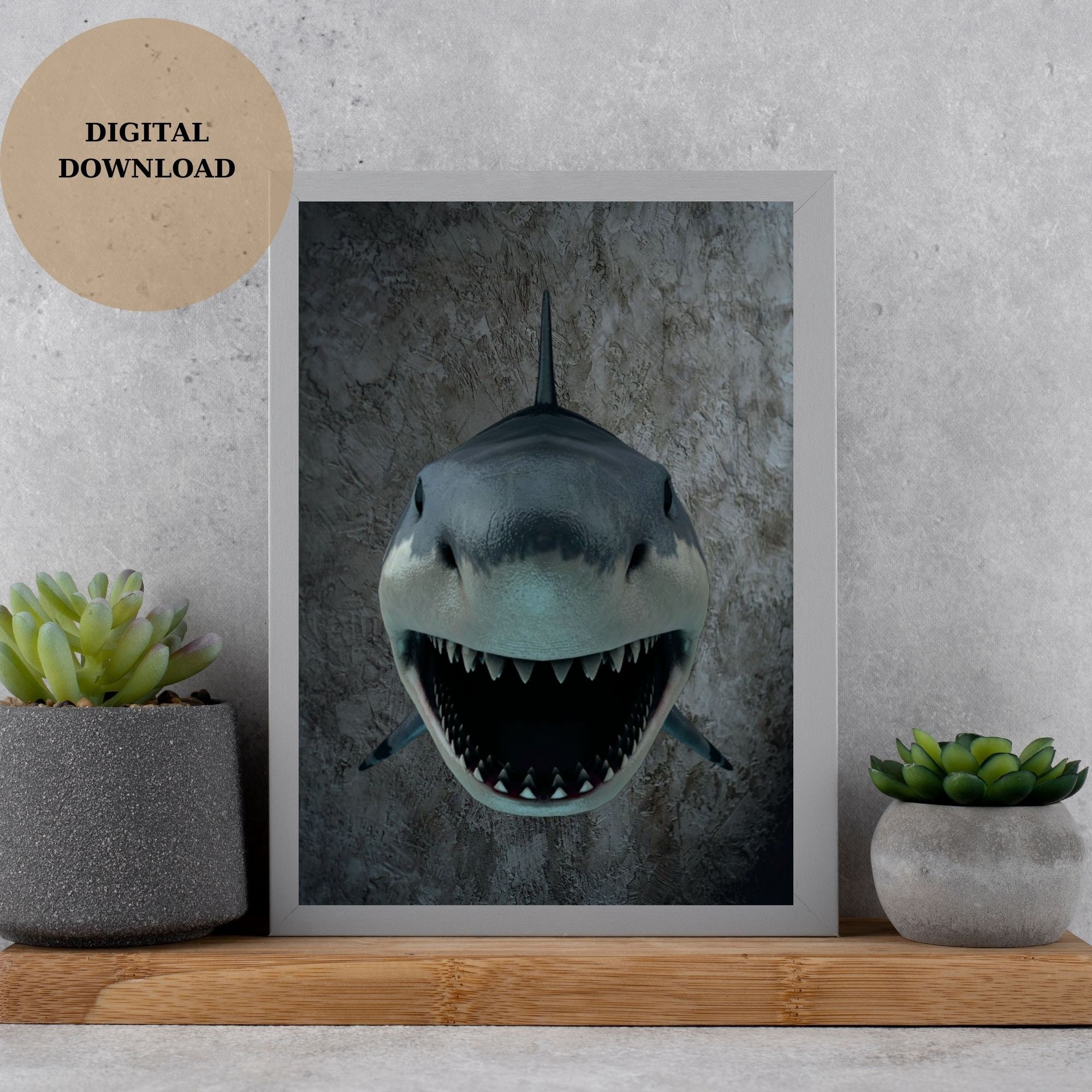 Shark Jaws Digital Download, Shark Digital Print, Jaws Digital Wall ...