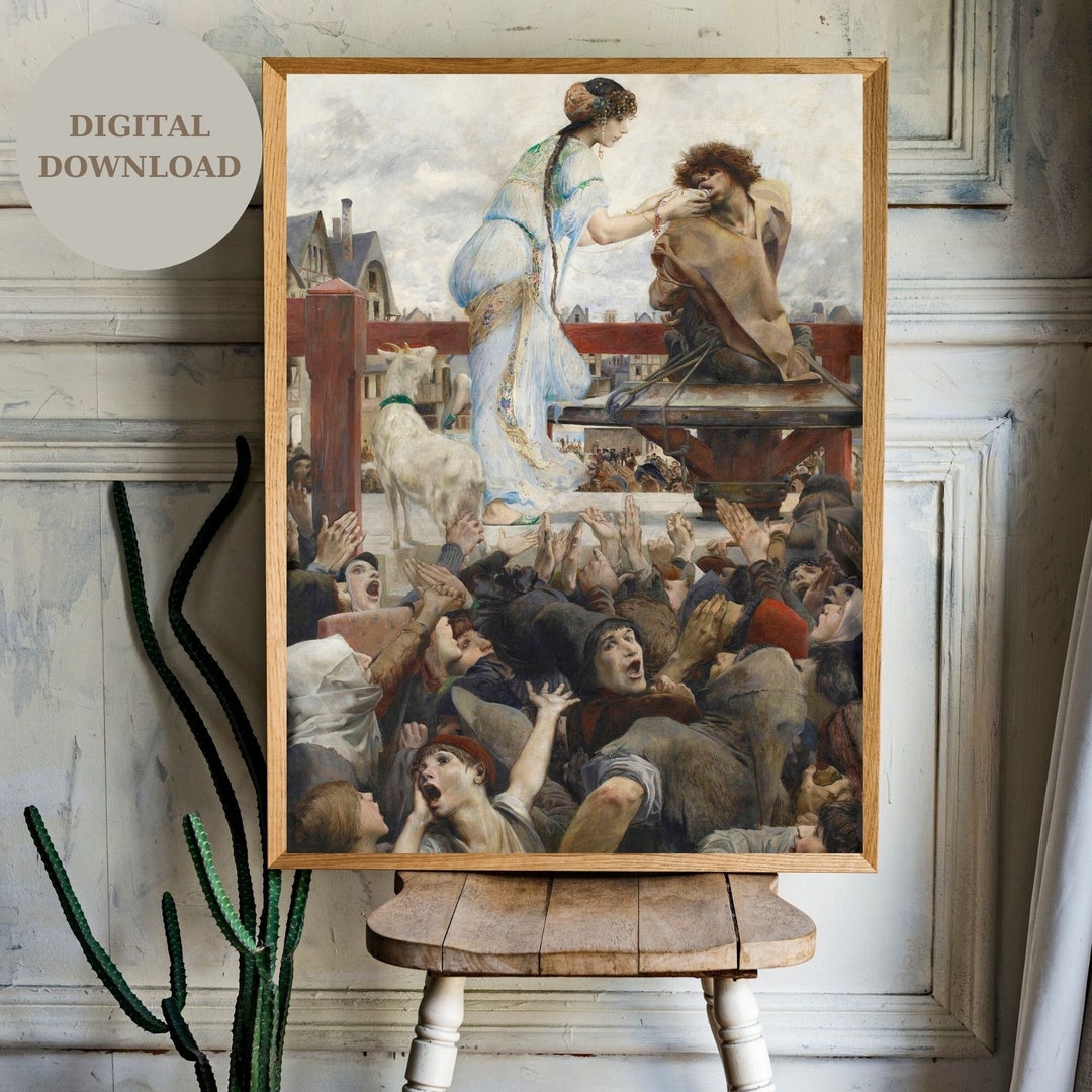 Quasimodo Esmeralda Oil Paint,quasimodo Digital Art,digital Wall Art ...