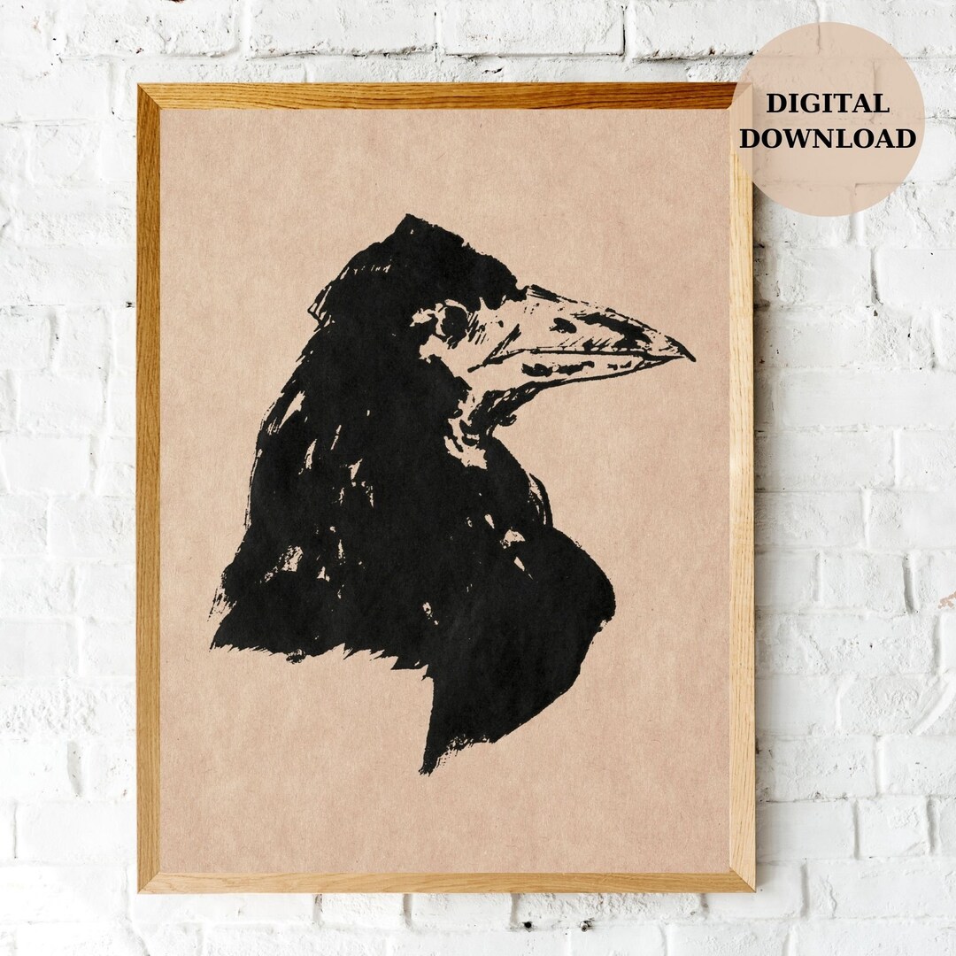 Crow Digital Download, Crow Digital Art, Crow Wall Art, Crow Head ...