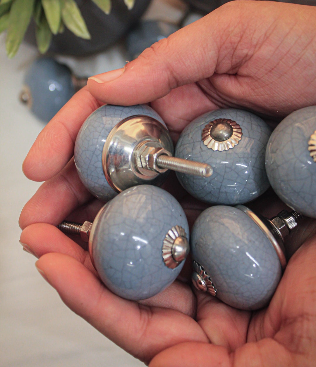 Grey Ceramic Knobs; Antique Knobs for Kitchen Cabinets, Drawers, Wardrobe, Doors, Side Tables ...