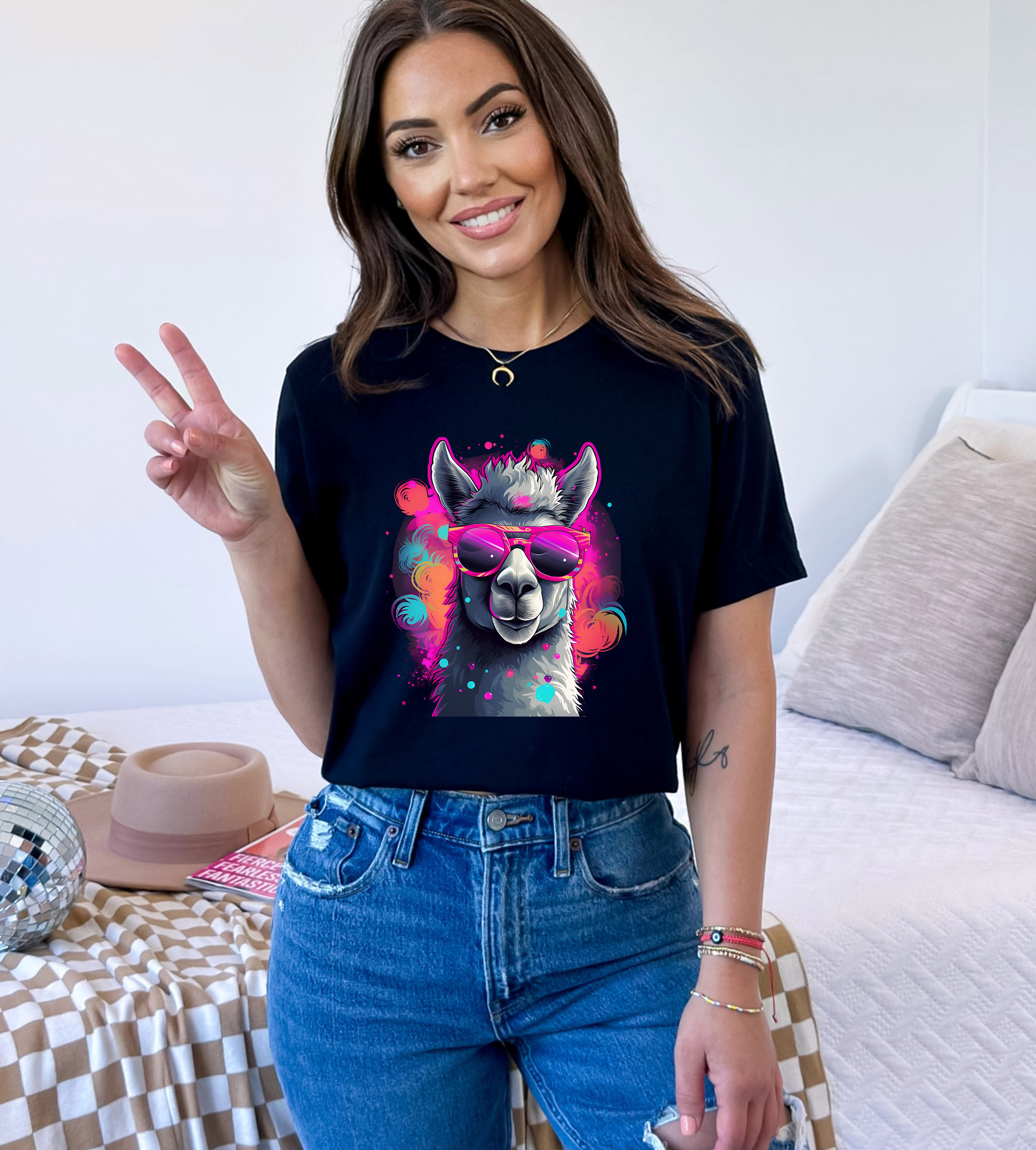 Funky Llama T-shirt Design PNG Digital Download for Sublimation ...