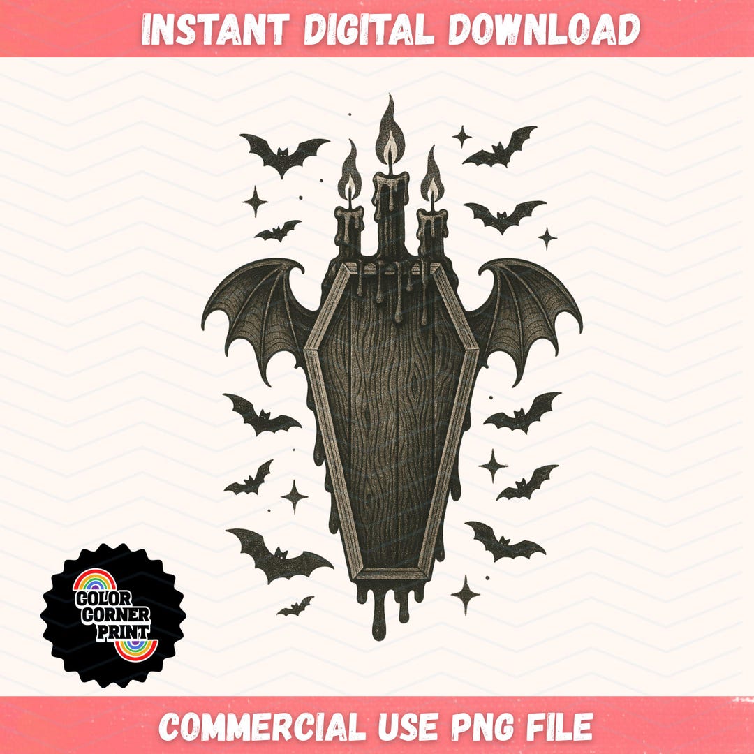 Gothic Coffin With Bats PNG, Vampire Casket T-shirt Design, Dark Gothic ...