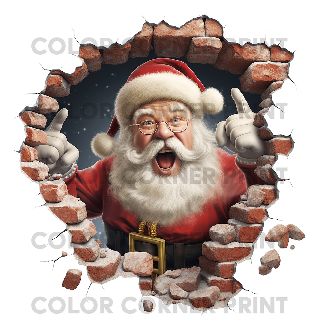 Santa Claus Through the Wall PNG, 3d Santa PNG, Christmas Clipart ...